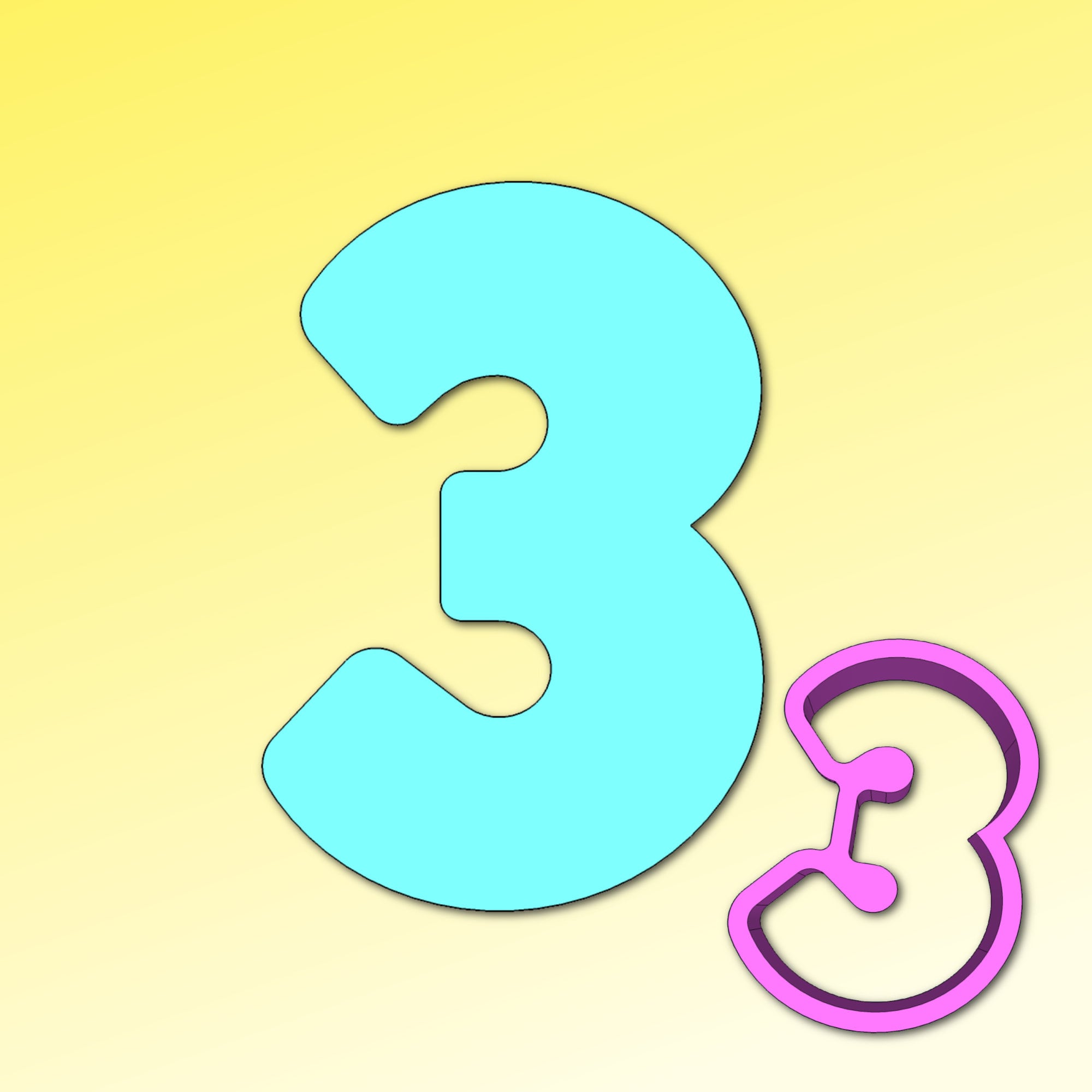 Number Three Cookie Cutter Number Cookie Cutter | Etsy