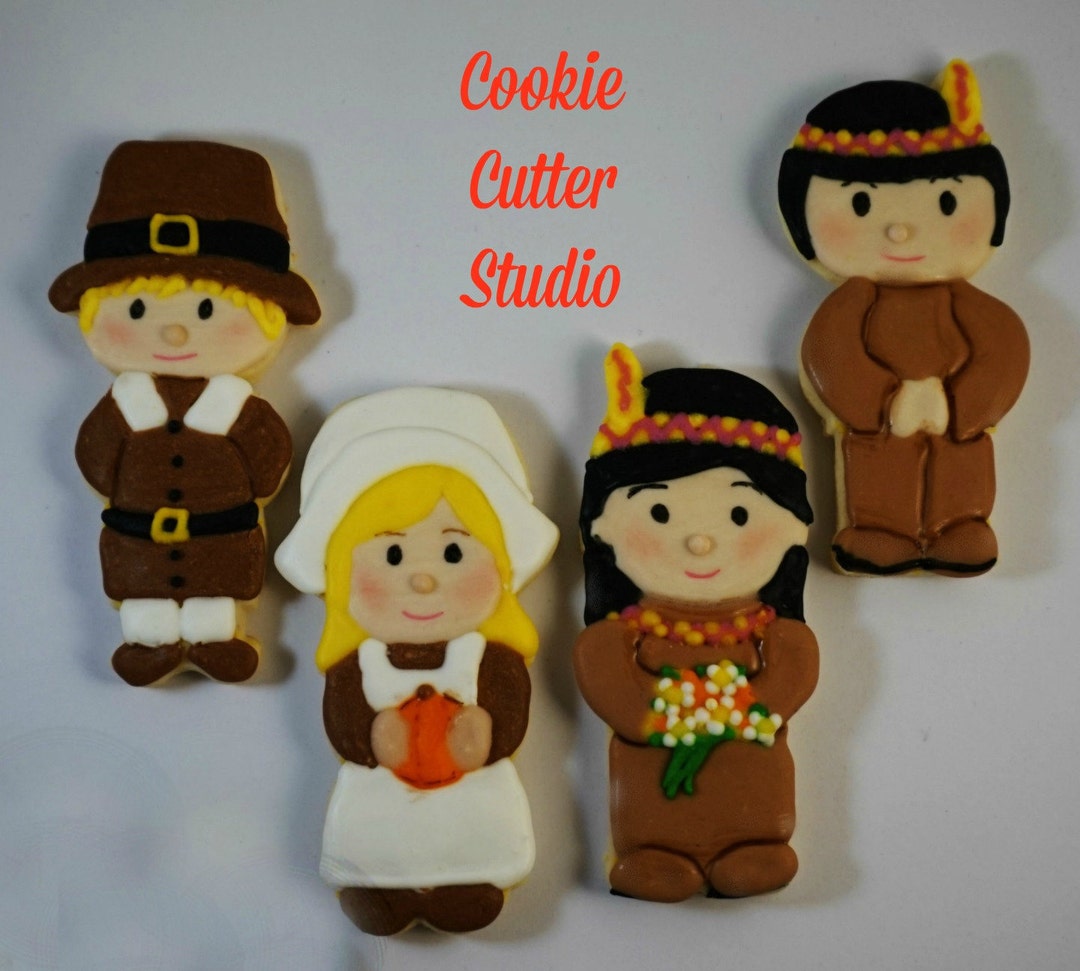 Pilgrim and Native American Cookie Cutters: Thanksgiving Baking - Etsy