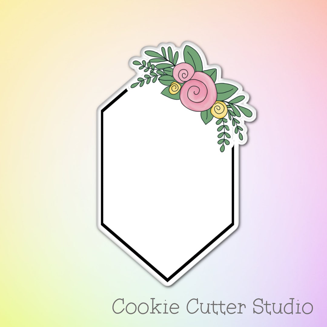 Floral Hexagon Plaque Cookie Cutter - Etsy