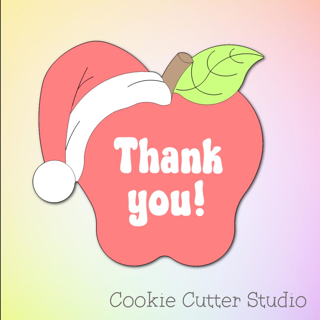 Apple With Santa Hat Cookie Cutter: Christmas Baking - Etsy
