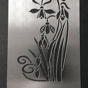 Pretty Snowdrop Corner Floral Stainless Steel Metal Stencil Template 10 ...