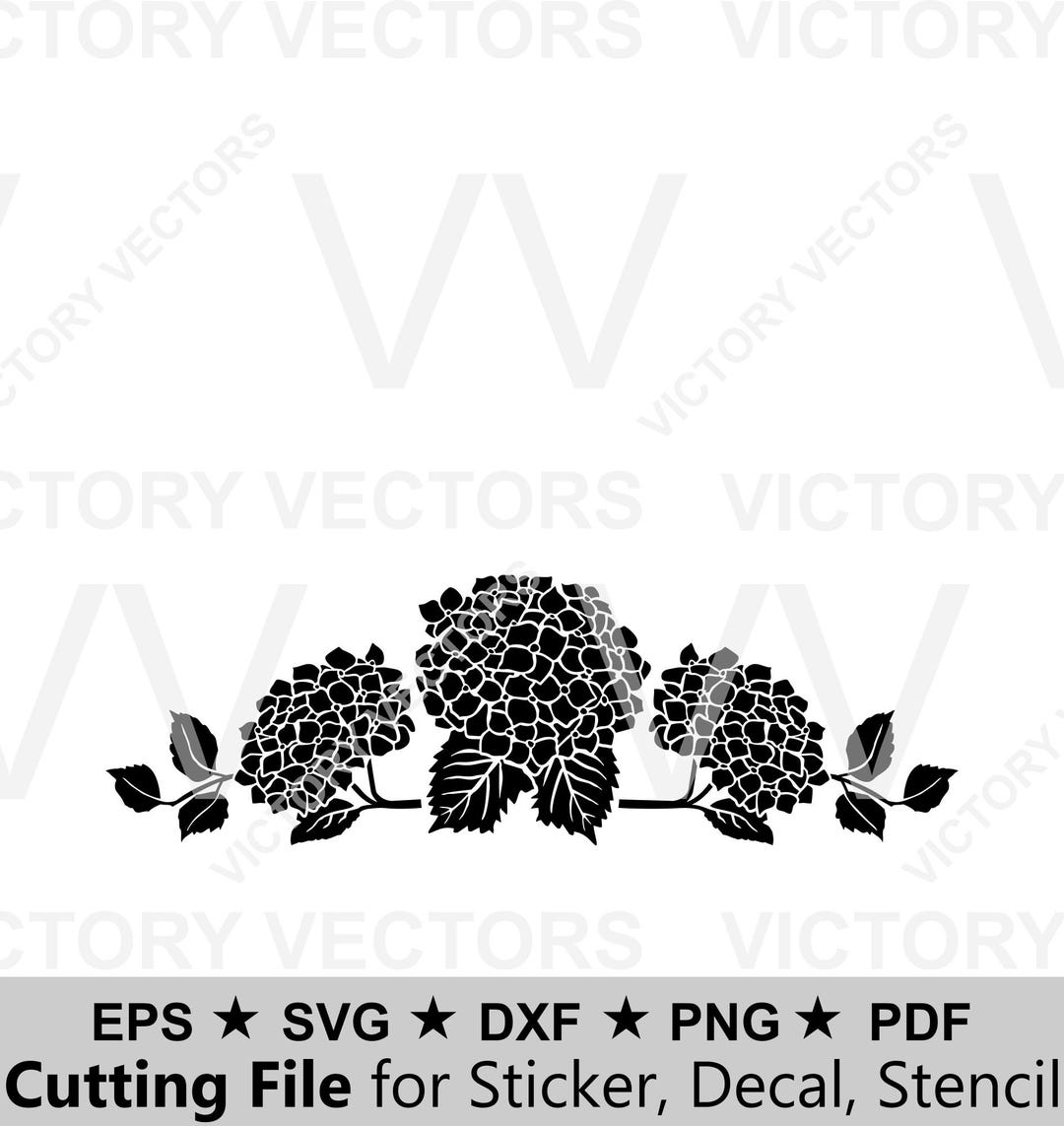 Hydrangea Flower Heads Vector File for Cutting, Vinyl, Laser, SVG ...