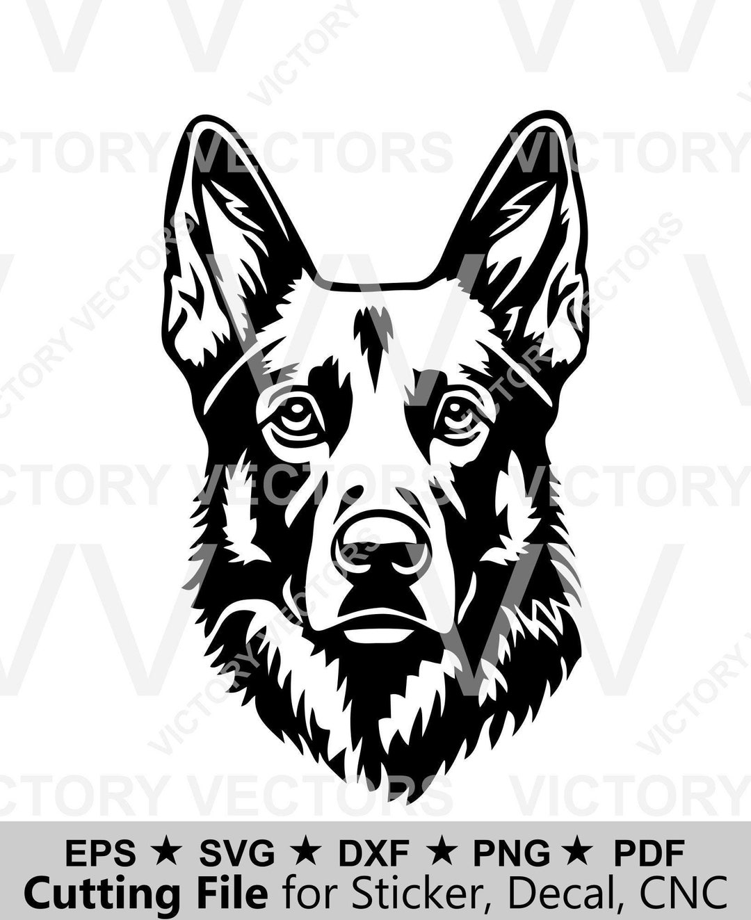 German Shepherd Alsatian Face Dog Head Vector Line Cutting File, Vinyl ...