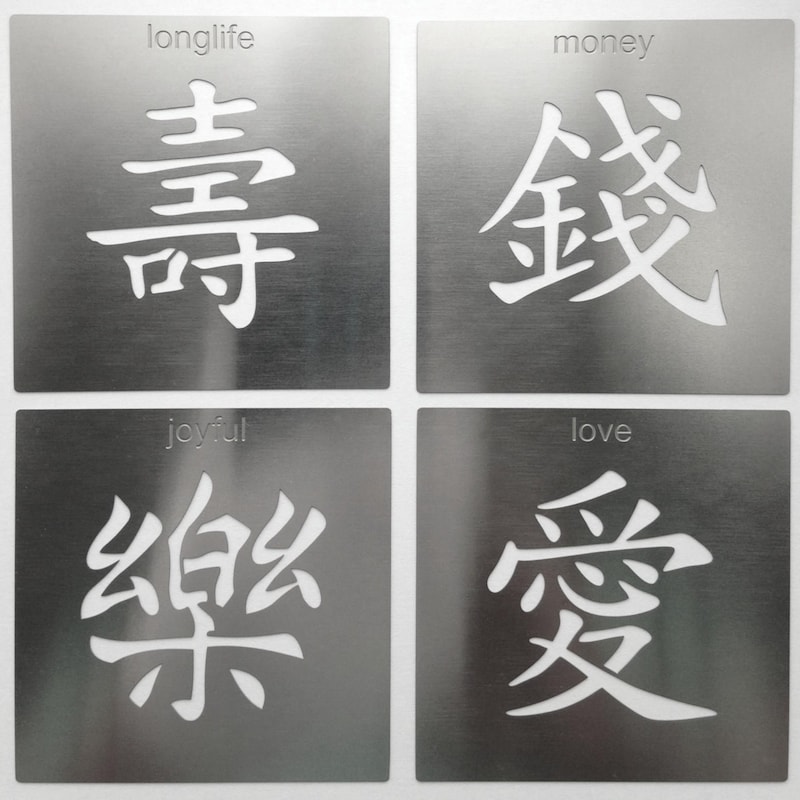 Chinese Symbols Wood - Etsy UK