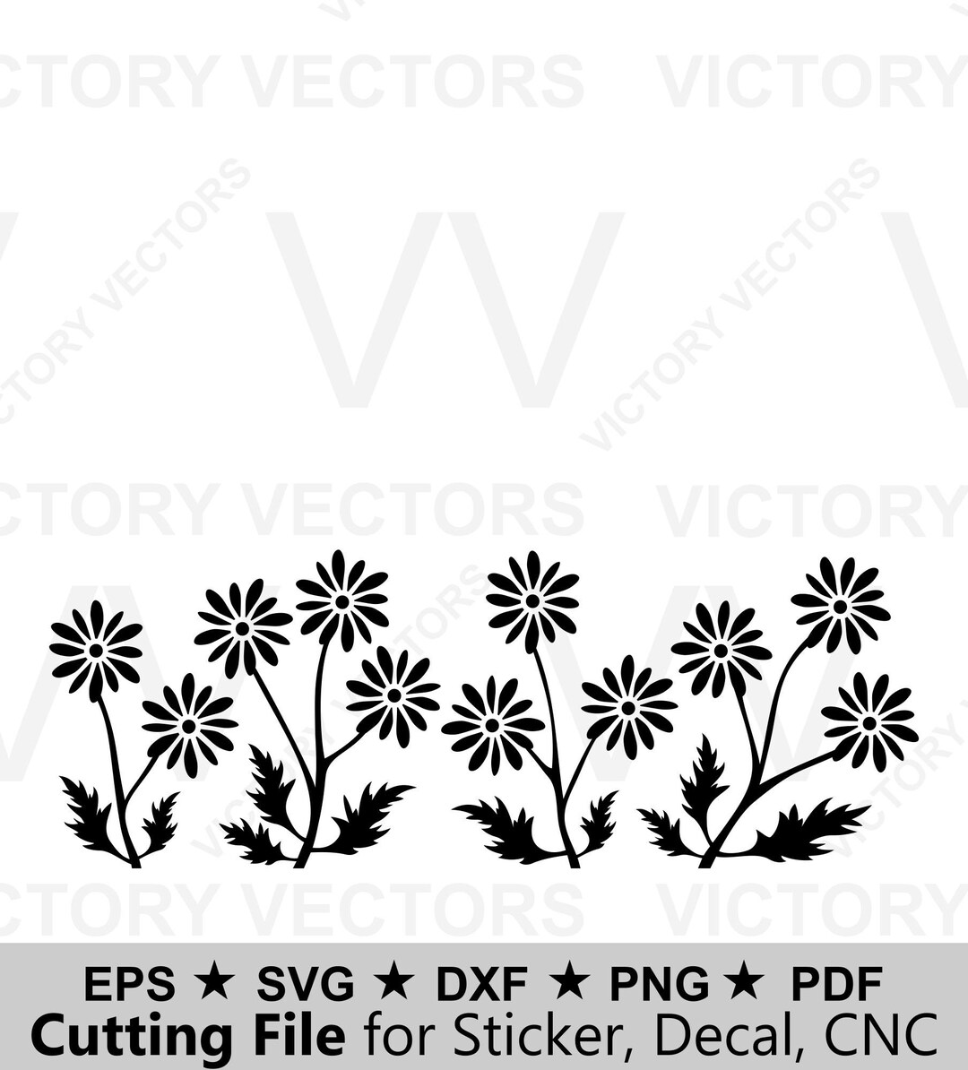 Daisy Flower Border Floral Pattern Vector Line Cutting File Vinyl and ...