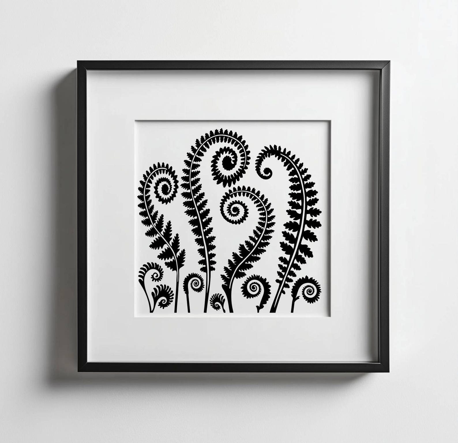 Fiddlehead Ostrich Fern Shoots Botanical Border Vector File for Cut ...