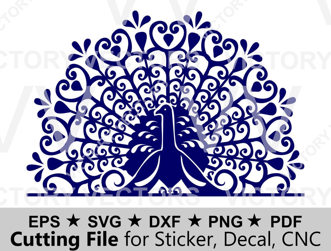 Art Nouveau Filigree Peacock Bird Feathers Vector Line Cutting File ...