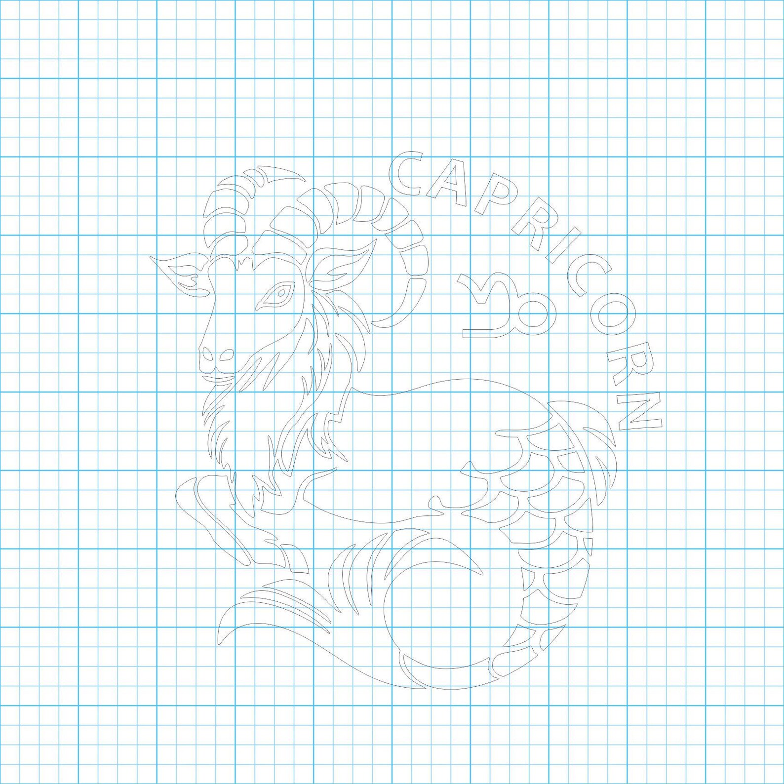 Capricorn Sea Goat Star Sign Vector Line Cutting File for Vinyl, Laser ...