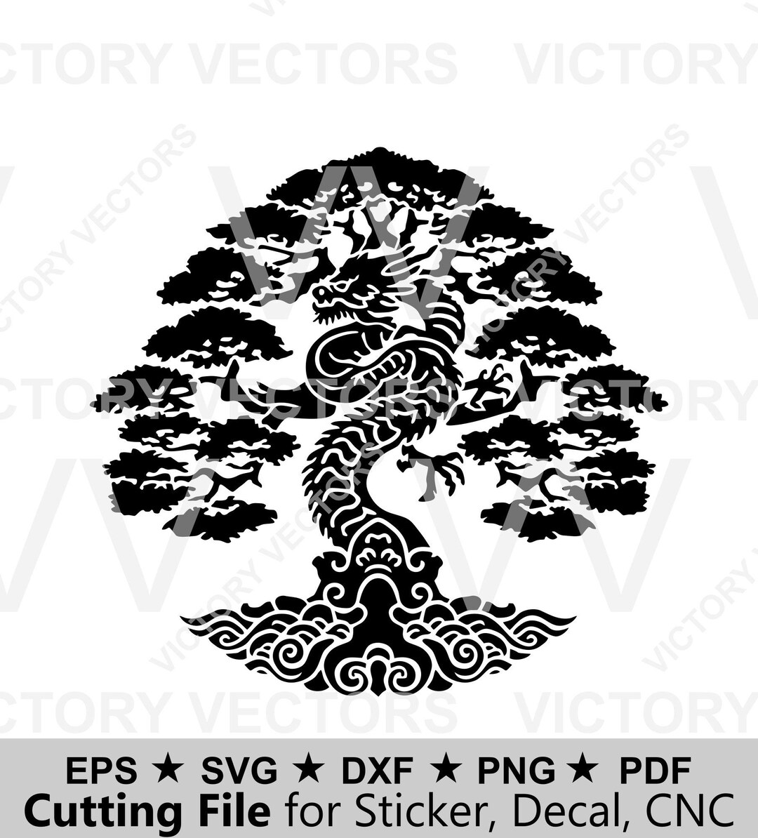 Chinese Dragon Tree of Life SVG Cut File | Oriental Fantasy Design ...