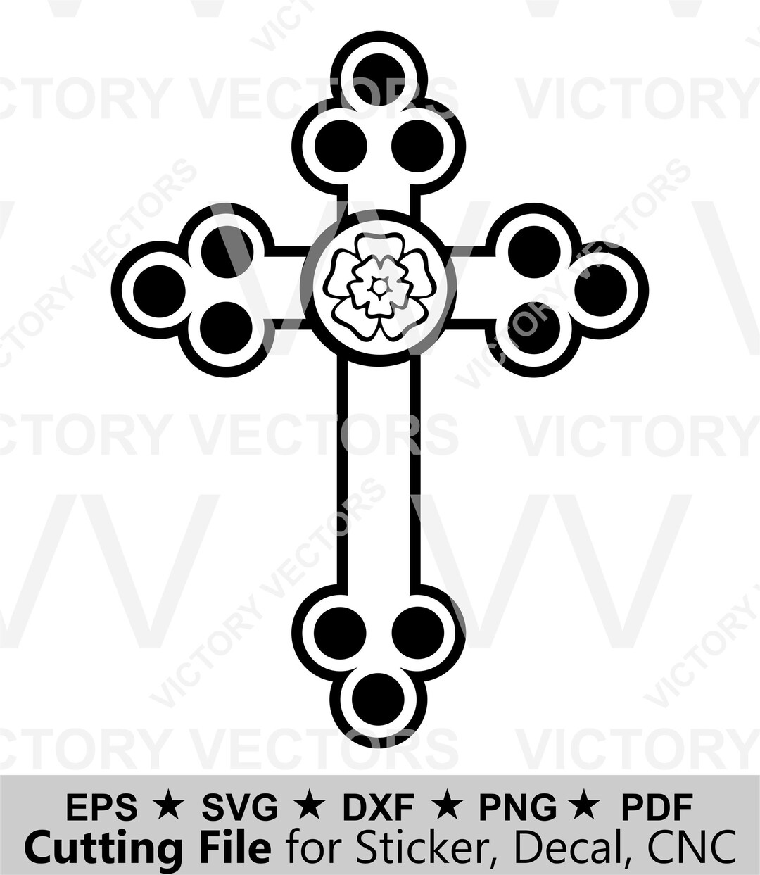 Budded Trefoil Cross Religious Vector Line Cutting File, Vinyl and ...