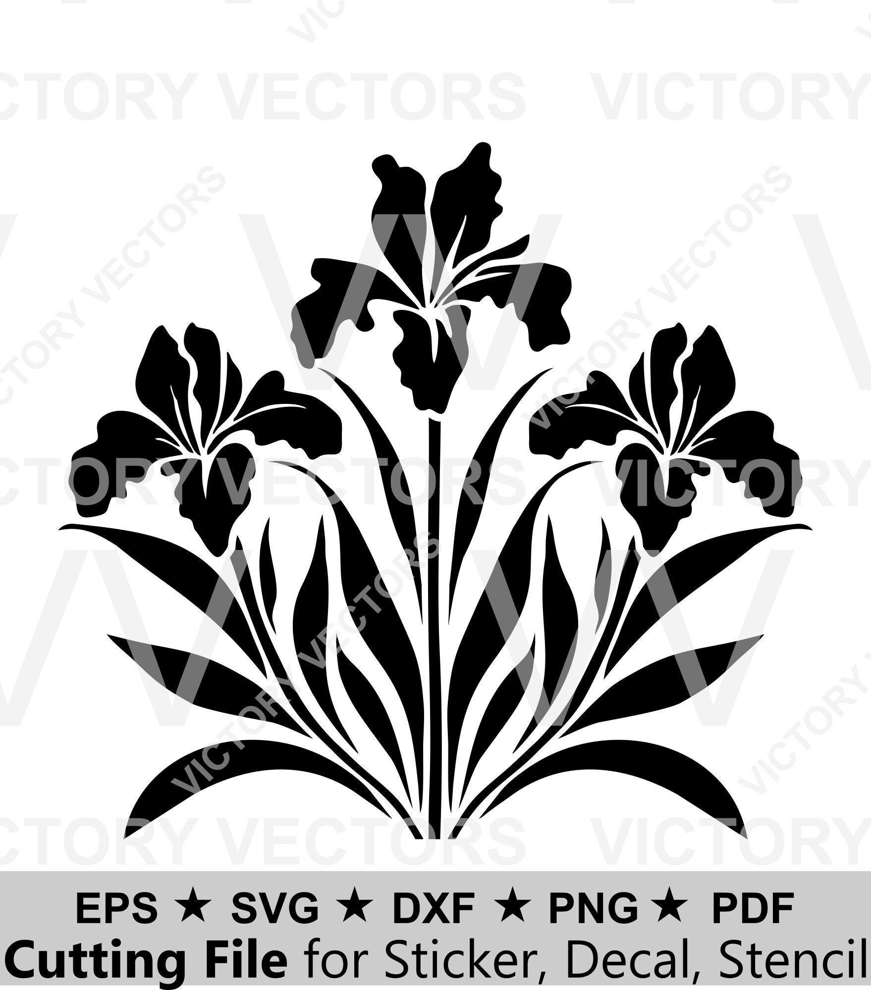 Iris Flowers Vector File for Cutting, Vinyl, Laser, Cricut, Silhouette ...