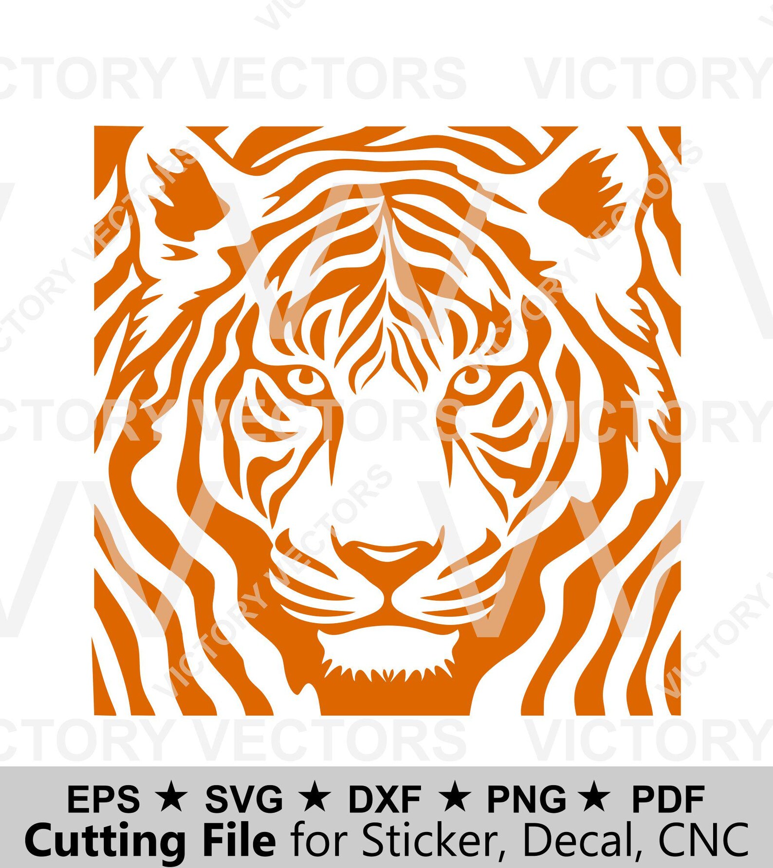 Majestic Tiger Head Cutting File, Svg Dxf Png Eps Pdf for Cricut, Laser ...