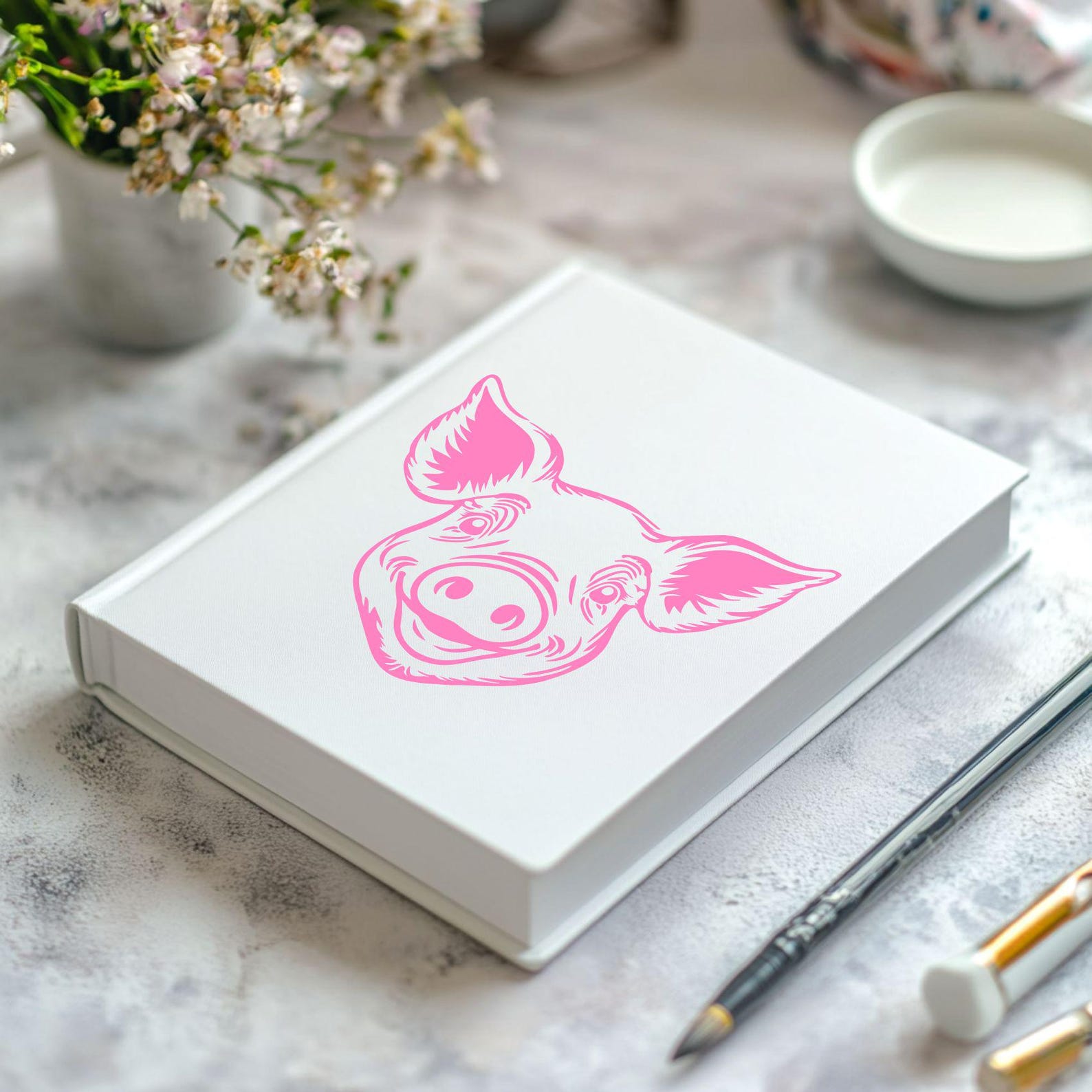 Pig Hog Porky Face Vector Line Cutting File for Vinyl, Laser, Cricut ...