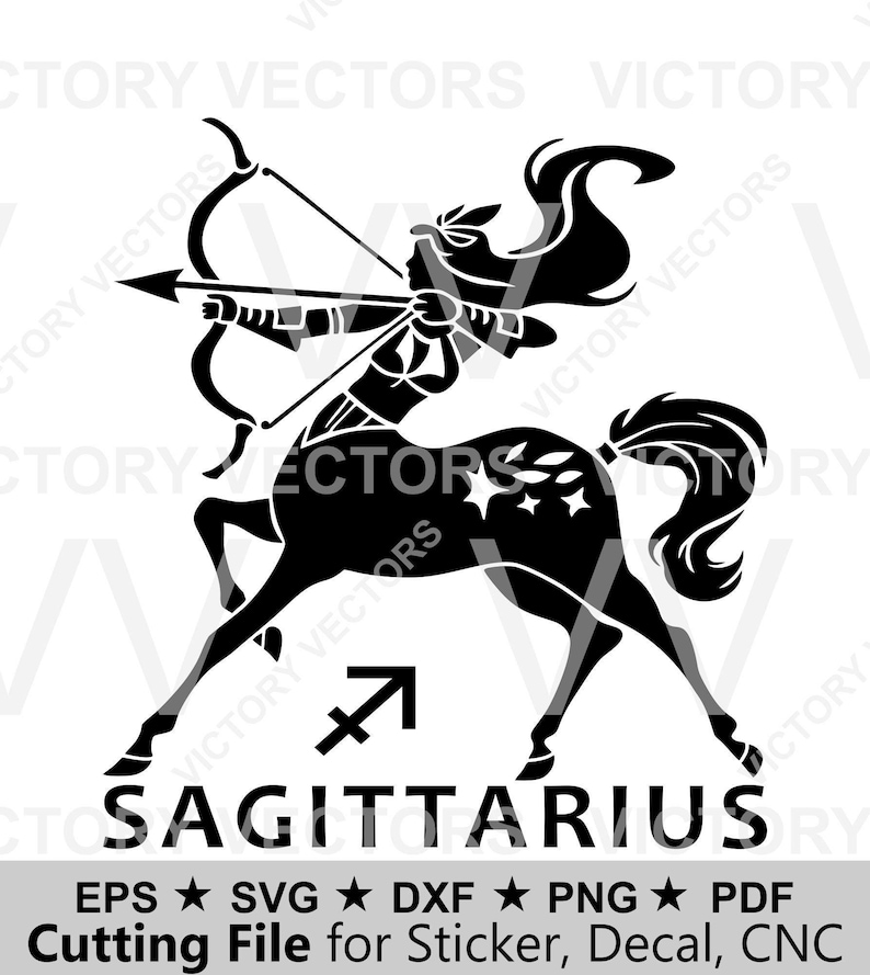 Sagittarius Archer Star Sign Vector Line Cutting File for Vinyl, Laser ...