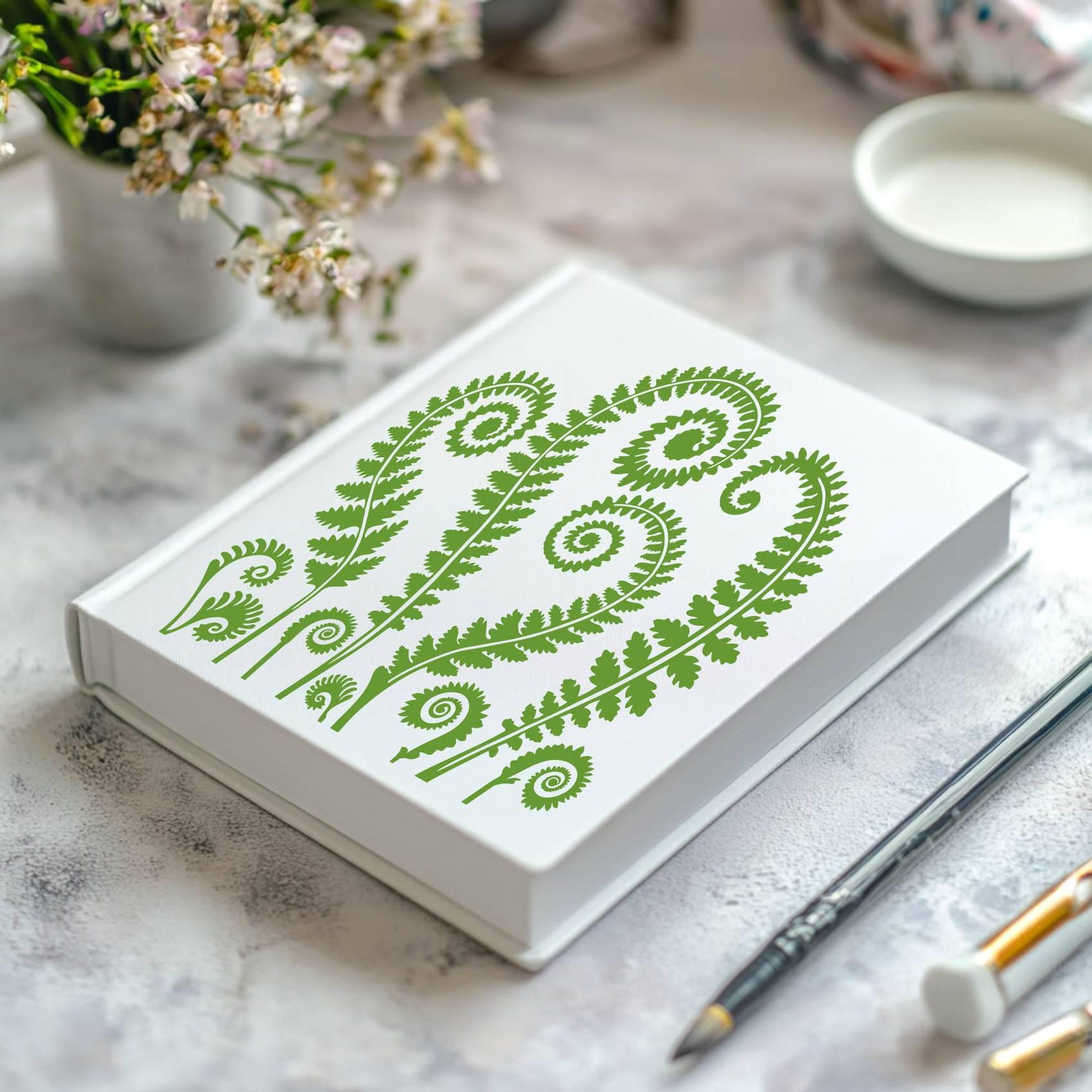 Fiddlehead Ostrich Fern Shoots Botanical Border Vector File for Cut ...