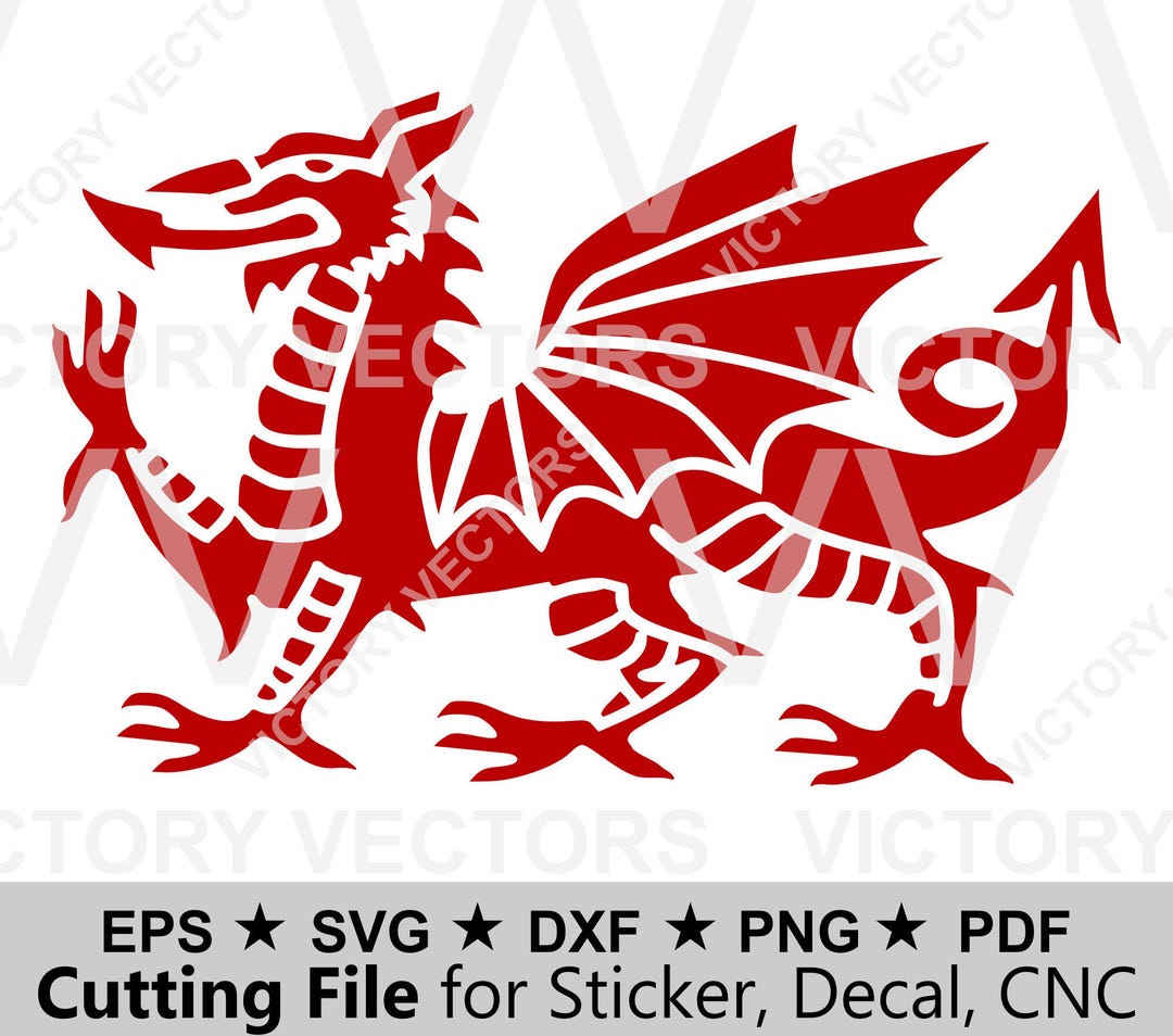 Welsh Dragon Mythical Legend Vector Svg, Dxf, Pdf, Eps, Png Cutting ...