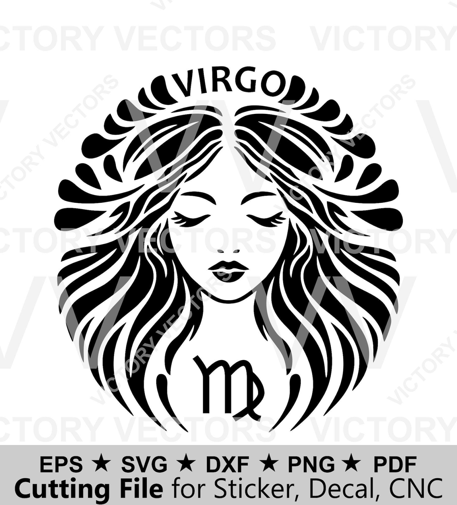 Virgo Maiden Zodiac Star Sign Vector Line Cutting File for Vinyl, Laser ...
