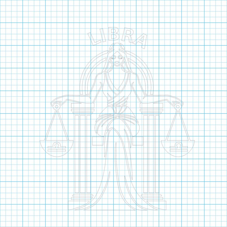Libra Scales Zodiac Star Sign Vector Line Cutting File for Vinyl, Laser ...