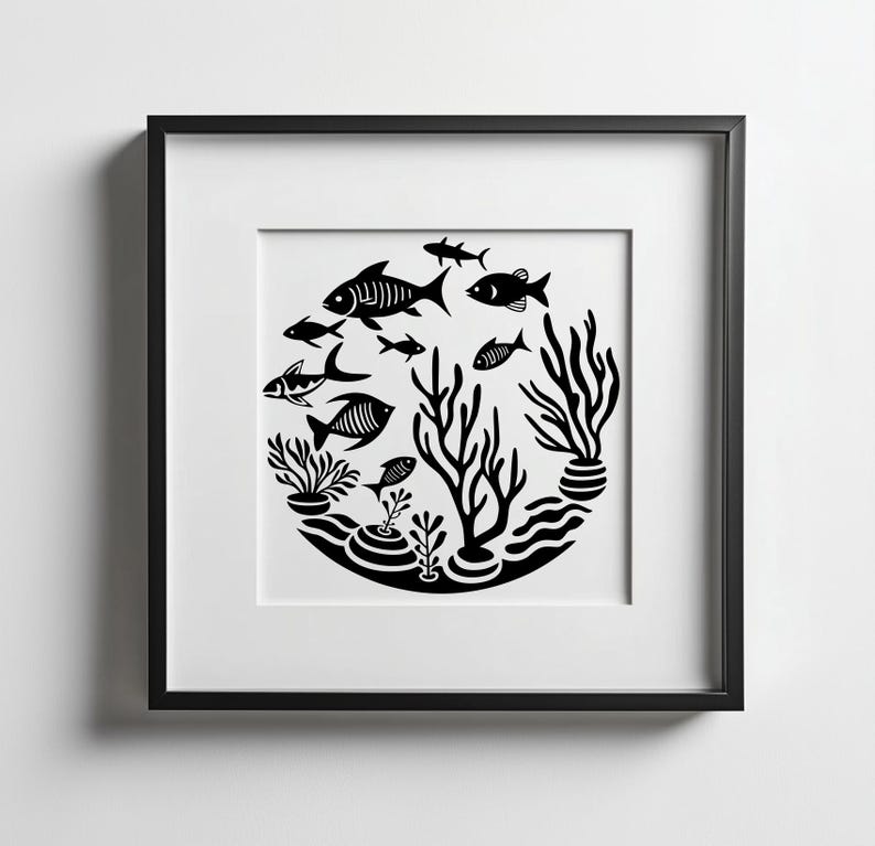 Underwater Marine Life Fish Ocean SVG Vector File for Cutting, Cricut ...