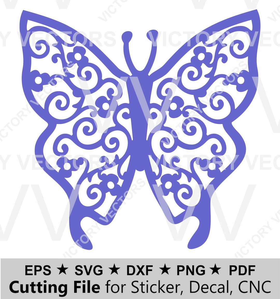 Filigree Butterfly No1 Vector Line Cutting File Vinyl and Laser, SVG ...