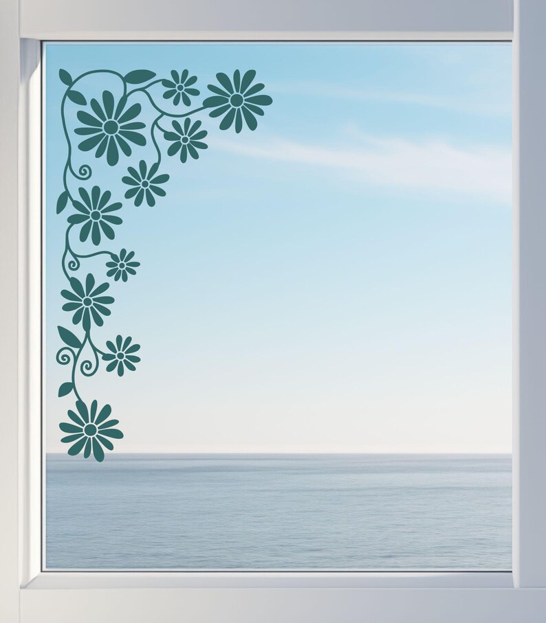Simple Dainty Daisy Flower Corner Vector Line File for Cutting Vinyl ...