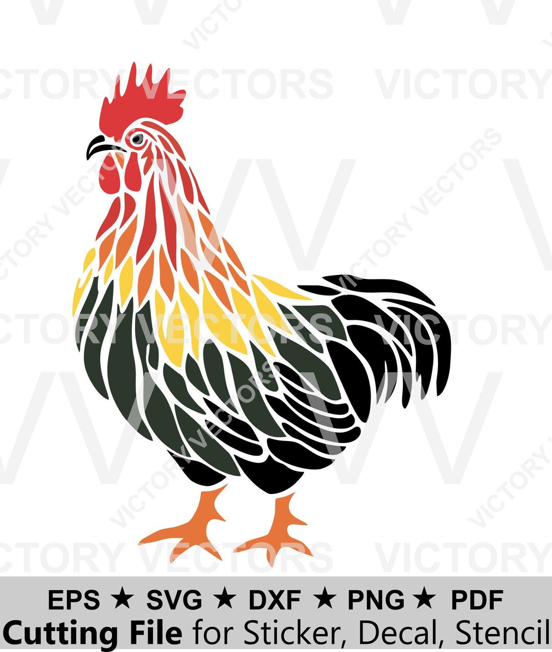 Chicken Hen Chook Vector Cutting File, Stencil Ready, for Vinyl, Laser ...