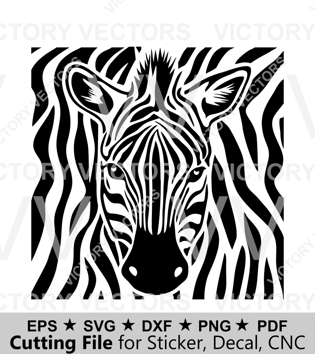 Safari Zebra Head Cutting File, Svg Dxf Png Eps Pdf for Cricut, Laser ...