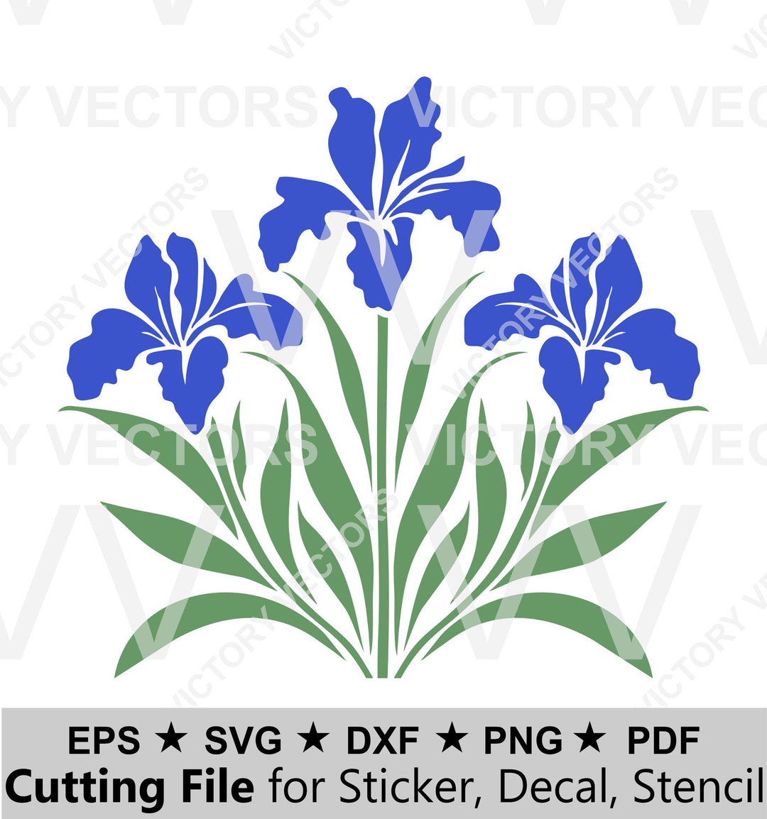 Iris Flowers Vector Cutting File for Vinyl Laser Cricut Silhouette ...