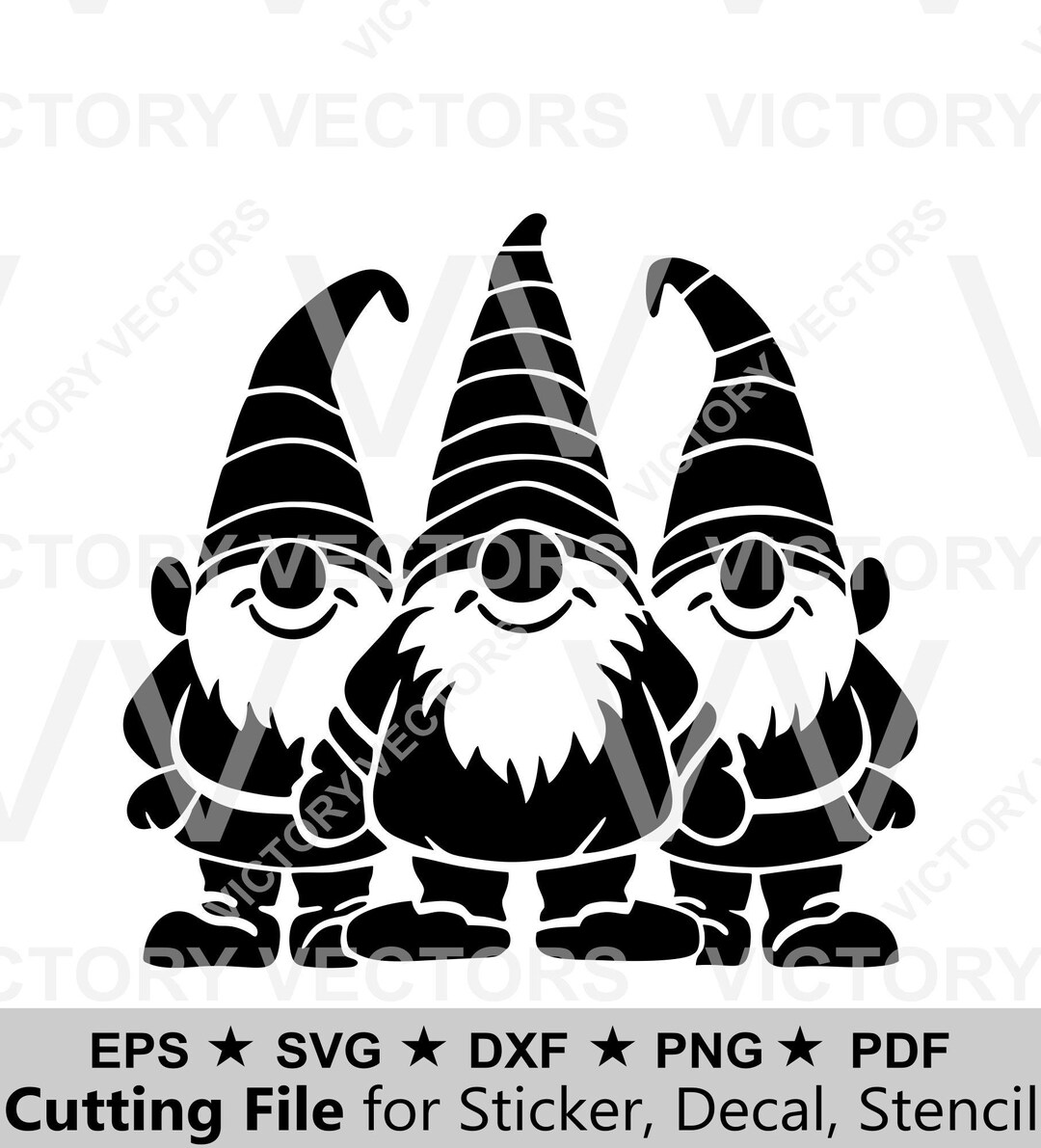 Gnome Trio SVG File: Silhouette Garden Gnomes for Cricut & Laser ...