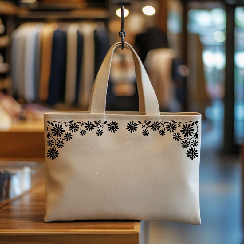 Simple Dainty Daisy Flower Corner Vector Line File for Cutting Vinyl ...