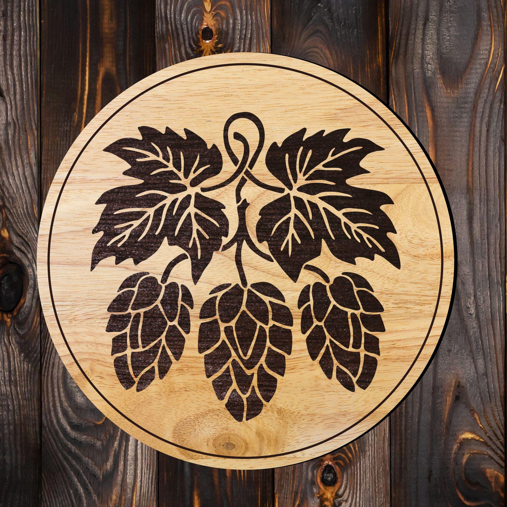 Beer Hops Motif SVG | Hop Leaf Vine Silhouette Cut File | Stencil Ready ...