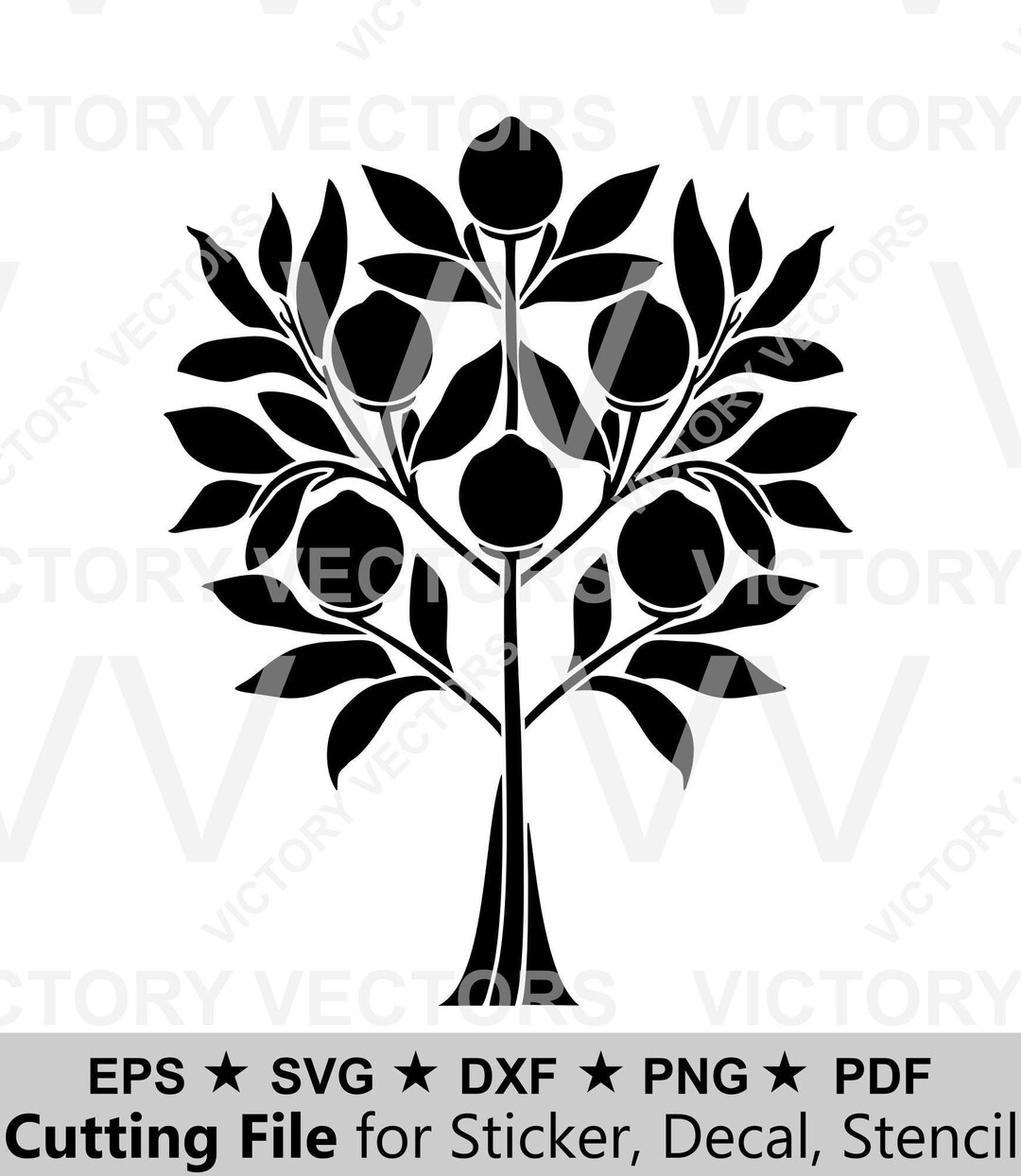 Nouveau Lemon Orange Tree Citrus Vector File for Cutting, Vinyl, Laser ...