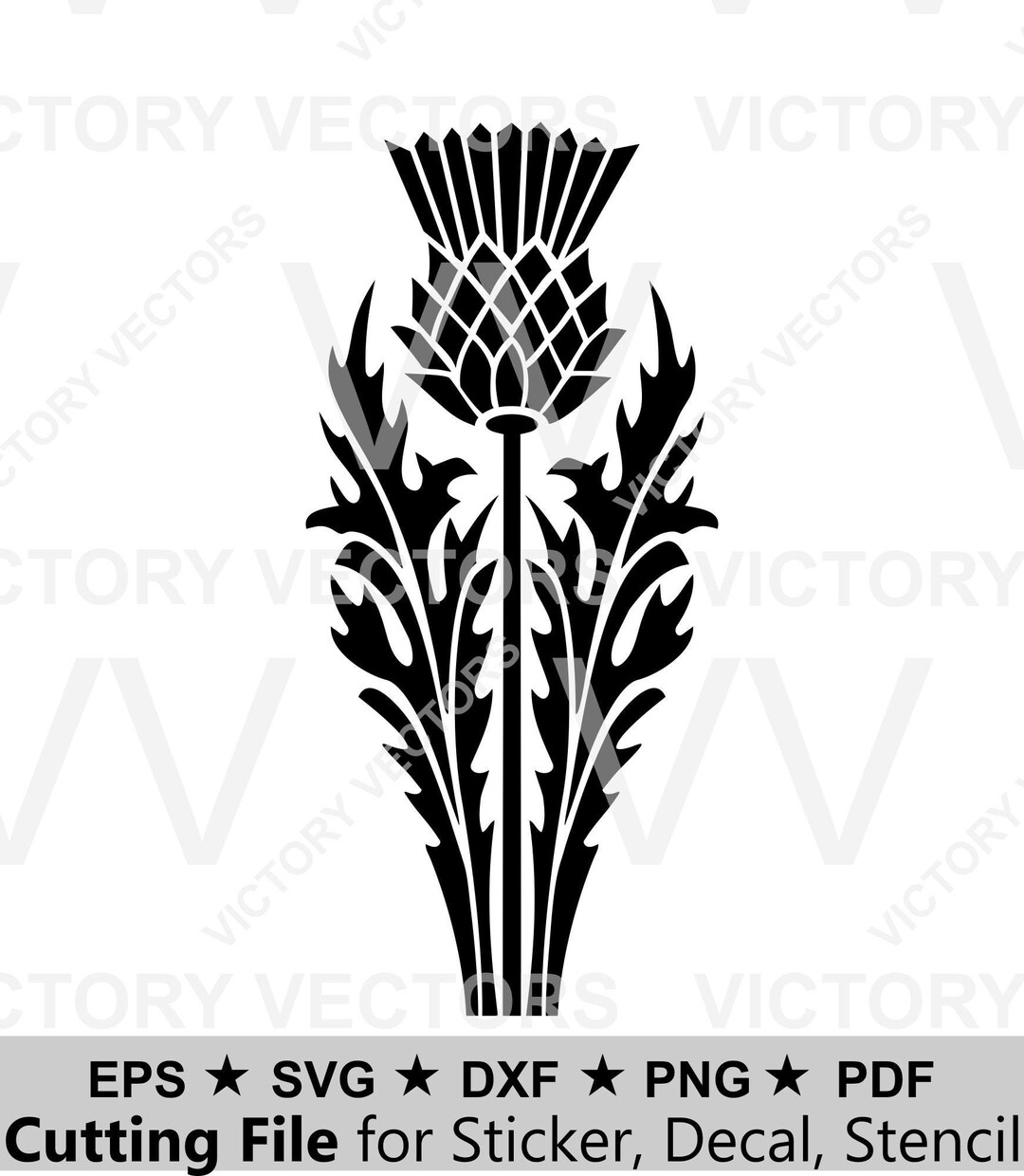 Scottish Thistle Motif Emblem Vector File for Cutting, Vinyl, Laser ...