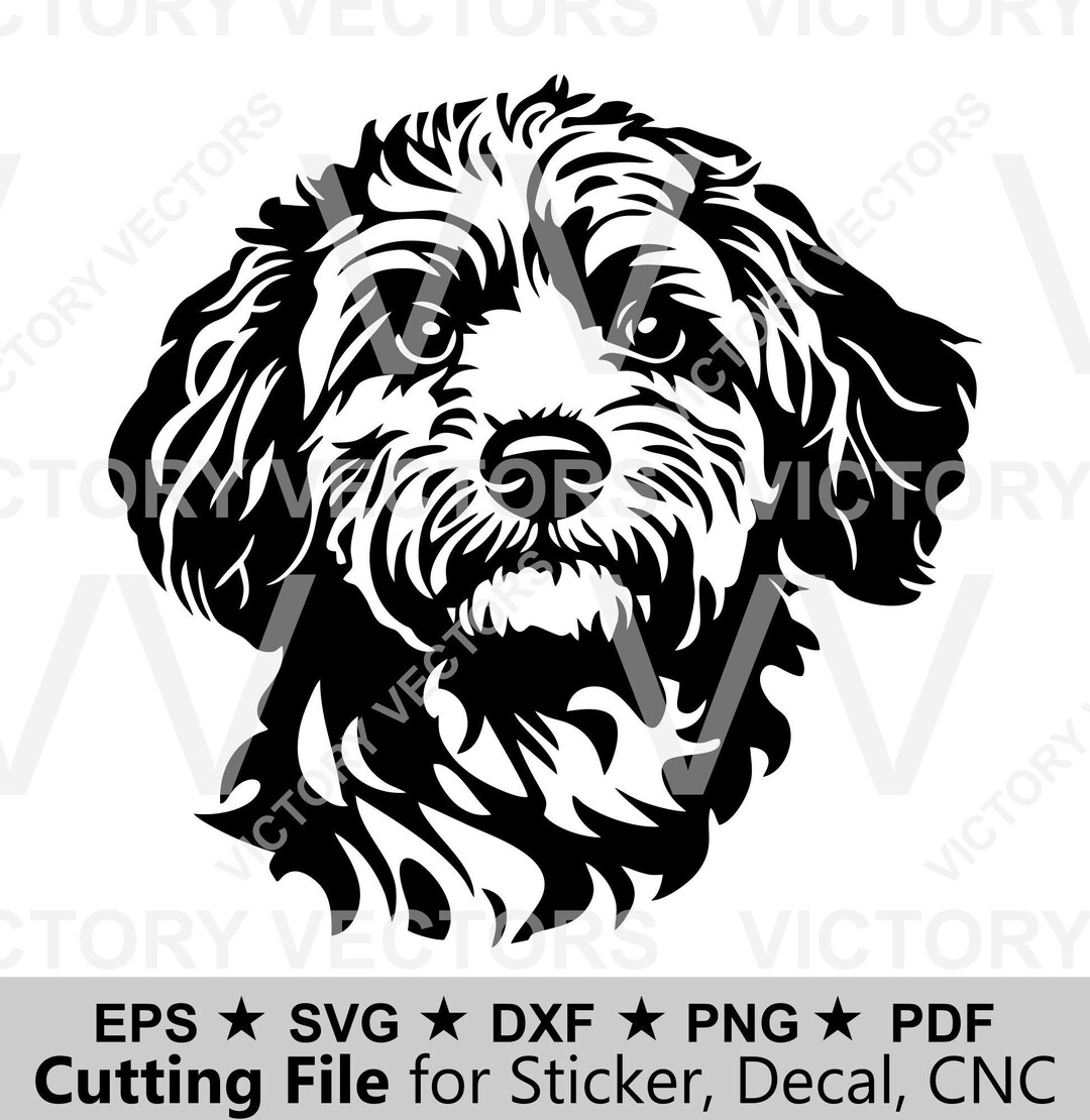Cockapoo Spoodle Cockadoodle Dog Face Vector Line Cutting File for ...