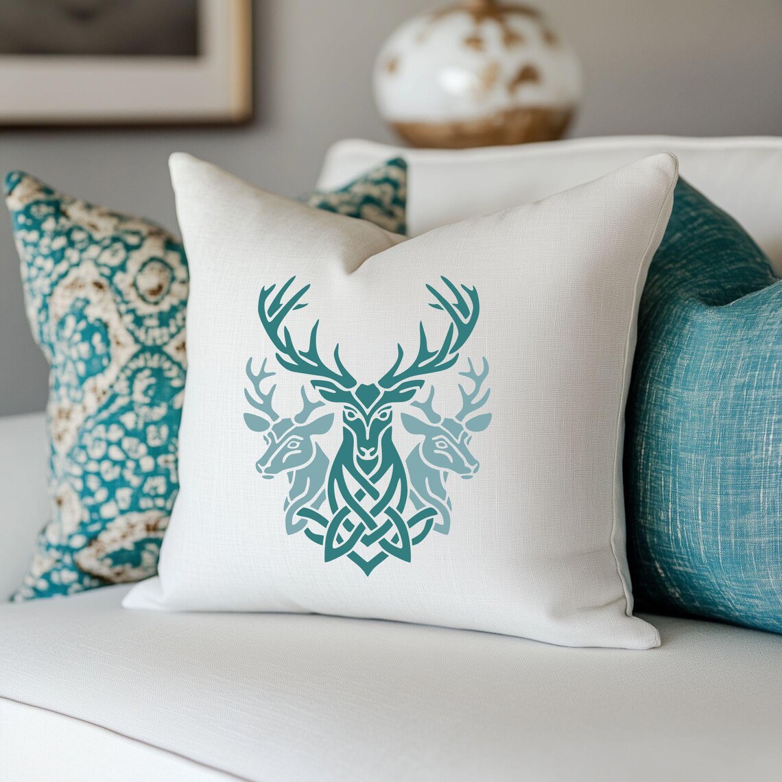 Celtic Stag Head Deer Antlers Knot Tribal Vector File for Cut, Print ...