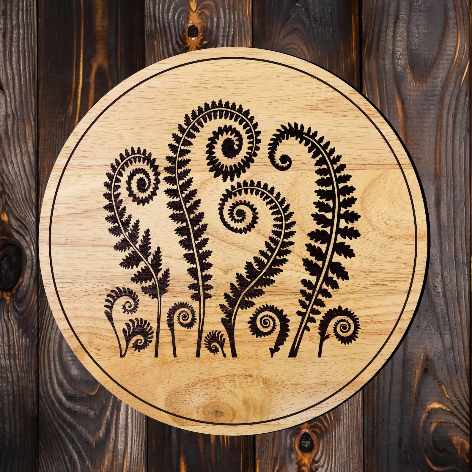 Fiddlehead Ostrich Fern Shoots Botanical Border Vector File for Cut ...