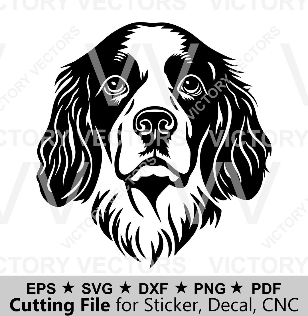 Spaniel Cocker Springer Boykin Face Vector Line File for Cutting, Vinyl ...