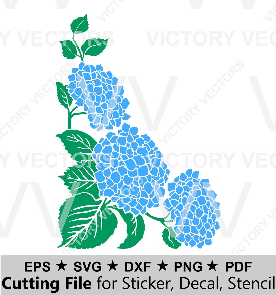 Hydrangea Corner Flower Heads Vector Line Cutting File, Vinyl and Laser ...