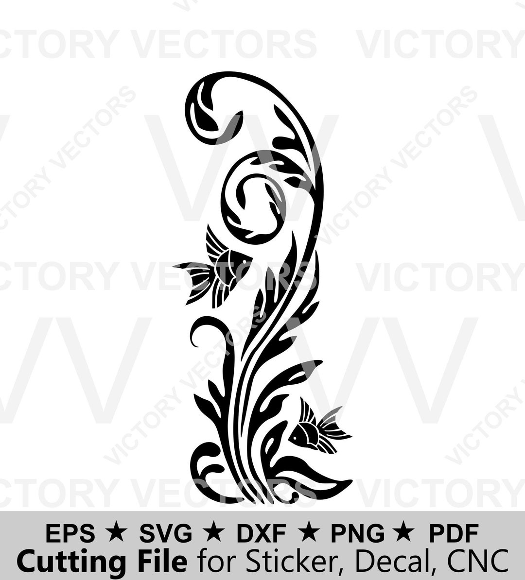 Angelfish Seaweed Sealife Vector File for Cutting, Vinyl, Laser, Cricut ...