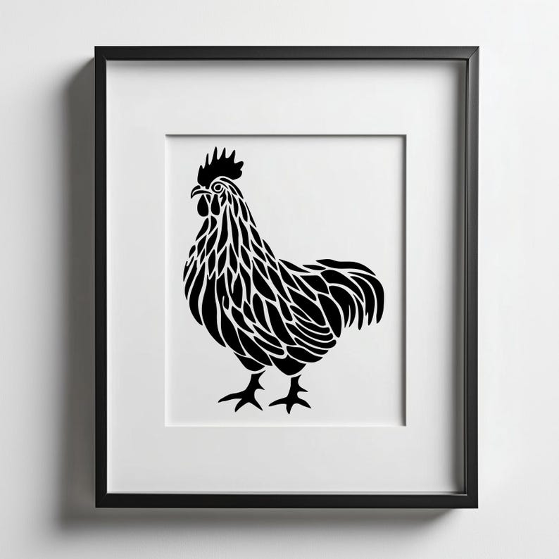 Chicken Hen Chook Vector Cutting File, Stencil Ready, for Vinyl, Laser ...