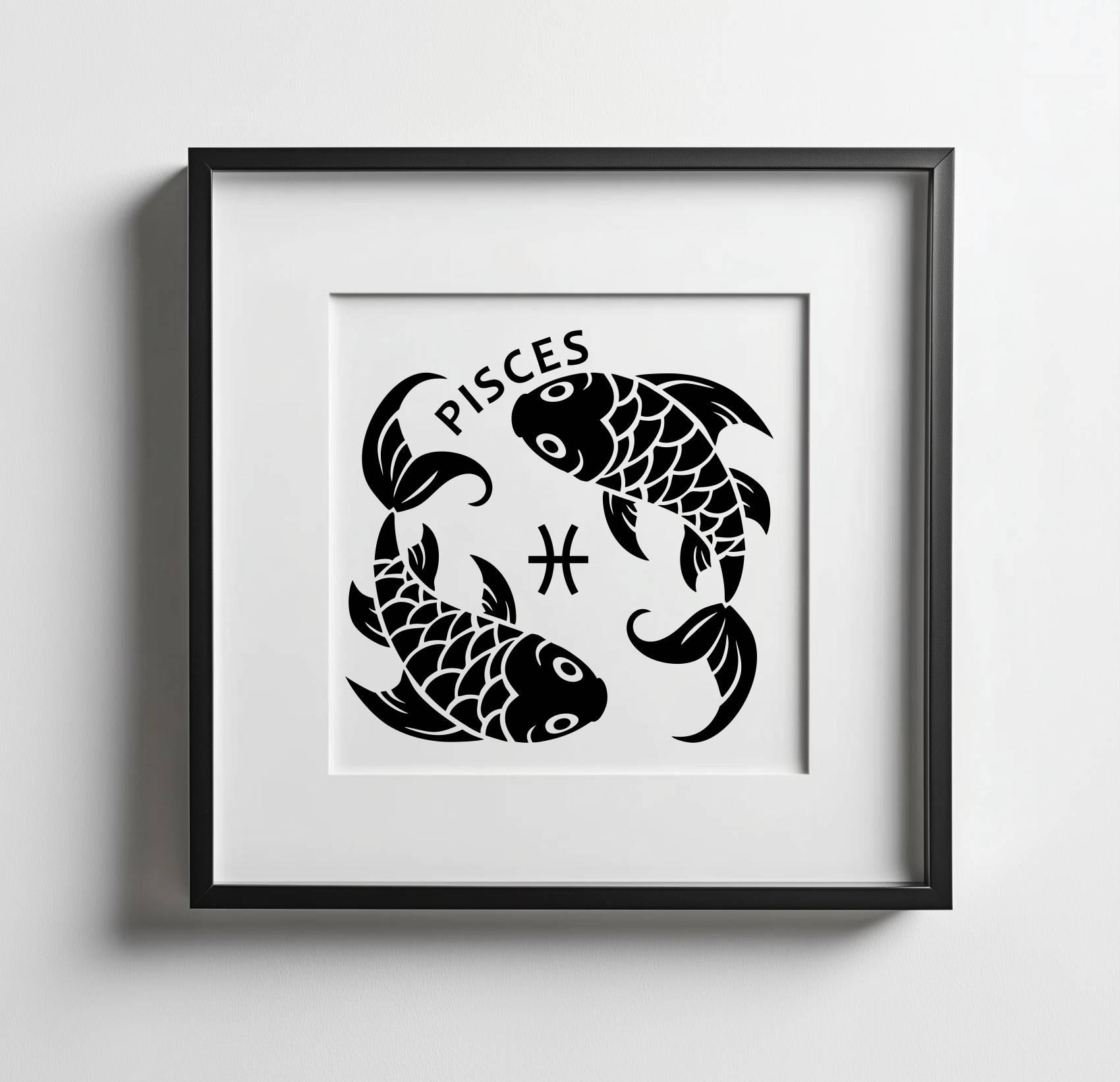 Pisces Two Fish Star Sign Vector File for Cutting, Vinyl, Laser, Cricut ...