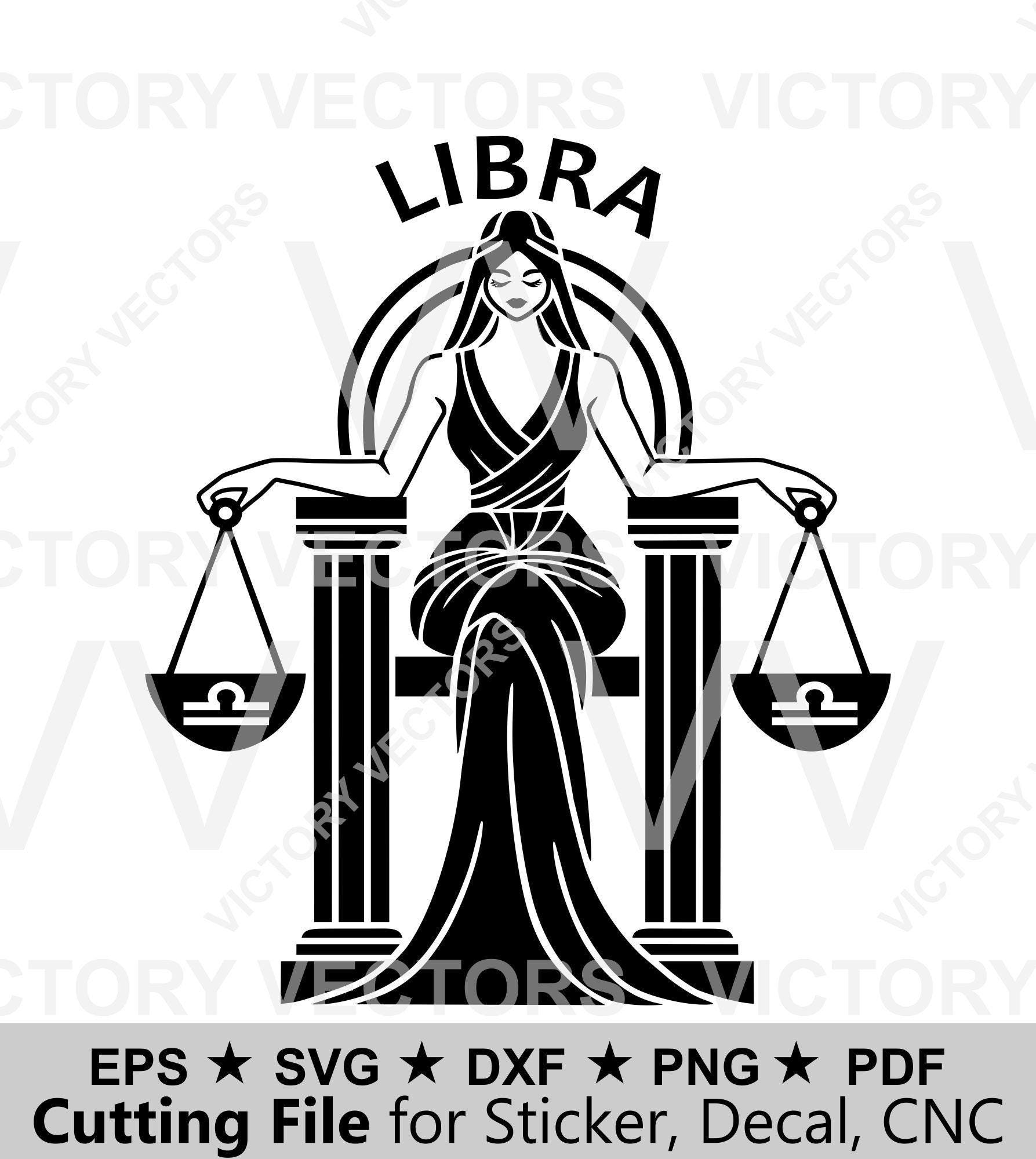 Libra Scales Zodiac Star Sign Vector Line Cutting File for Vinyl, Laser ...