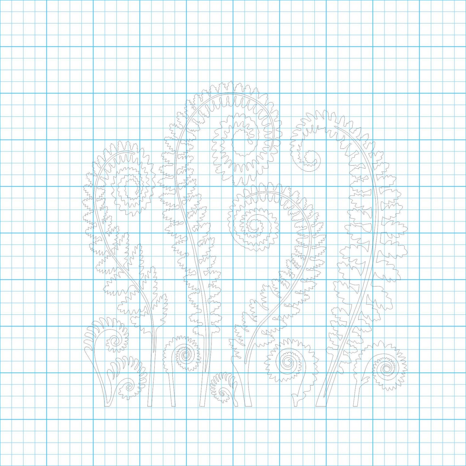 Fiddlehead Ostrich Fern Shoots Botanical Border Vector File for Cut ...