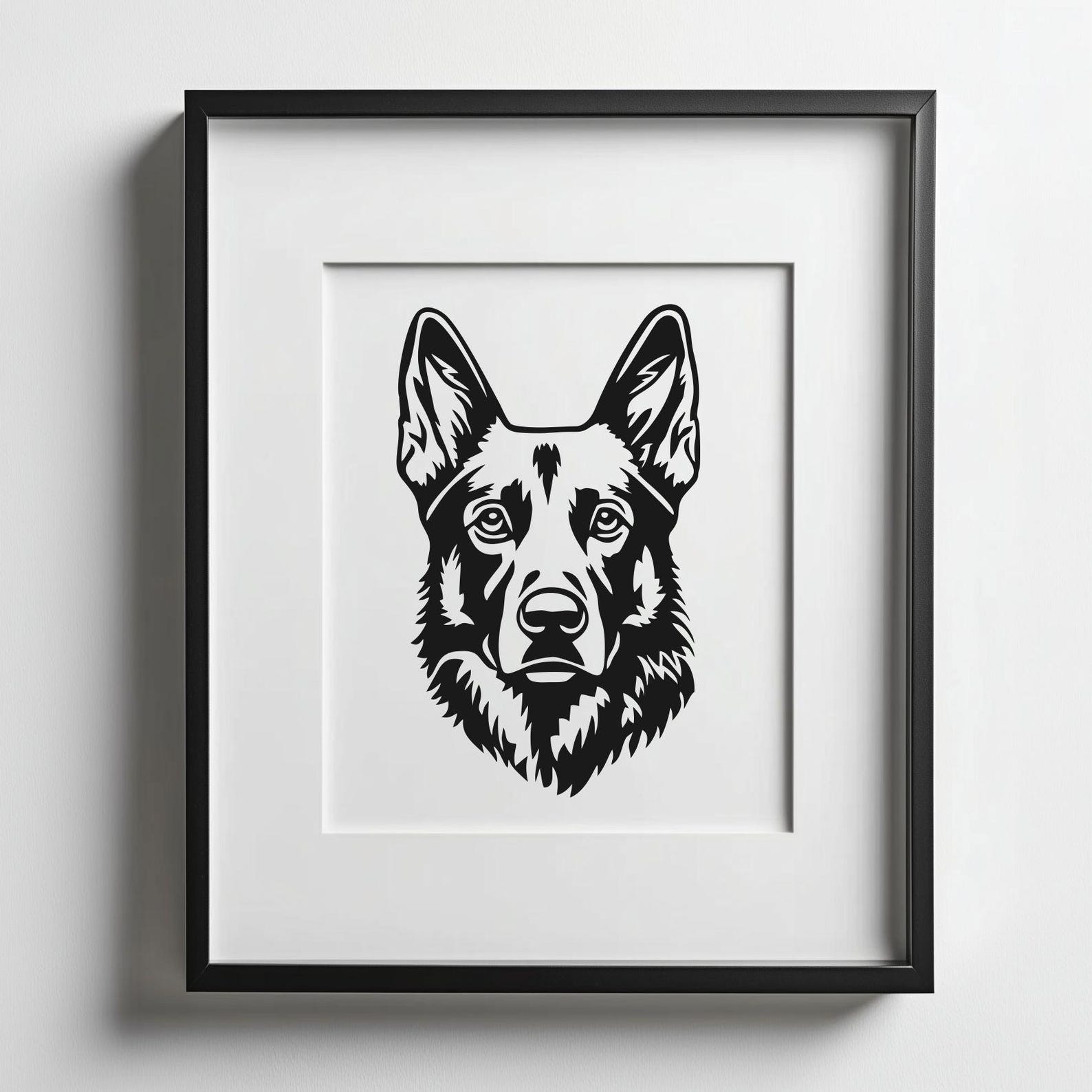 German Shepherd Alsatian Face Dog Head Vector Line Cutting File, Vinyl ...