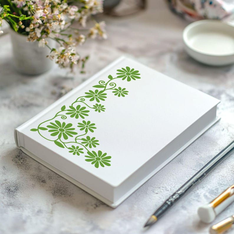 Simple Dainty Daisy Flower Corner Vector Line File for Cutting Vinyl ...