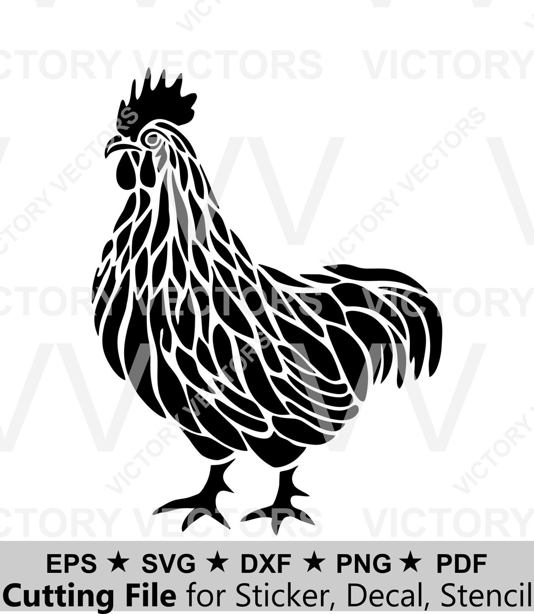 Chicken Hen Chook Vector Cutting File, Stencil Ready, for Vinyl, Laser ...