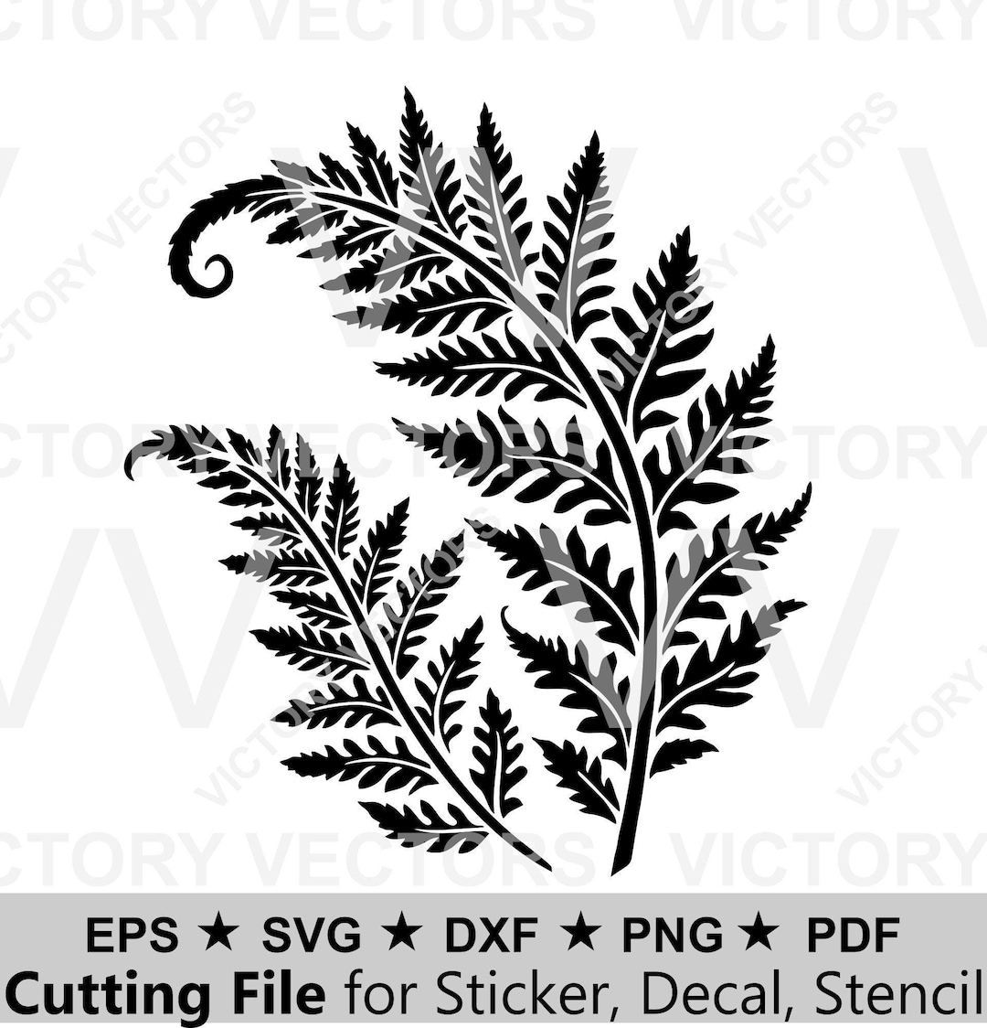 Fern Leaves Fronds Vector Line Cutting File for Vinyl Laser SVG Cricut ...