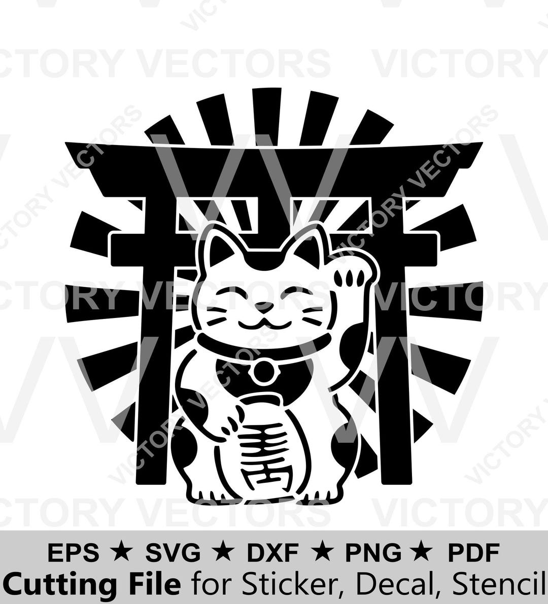 Maneki Neko SVG, Lucky Cat Vector, Kawaii Fortune Cat Cutting File ...