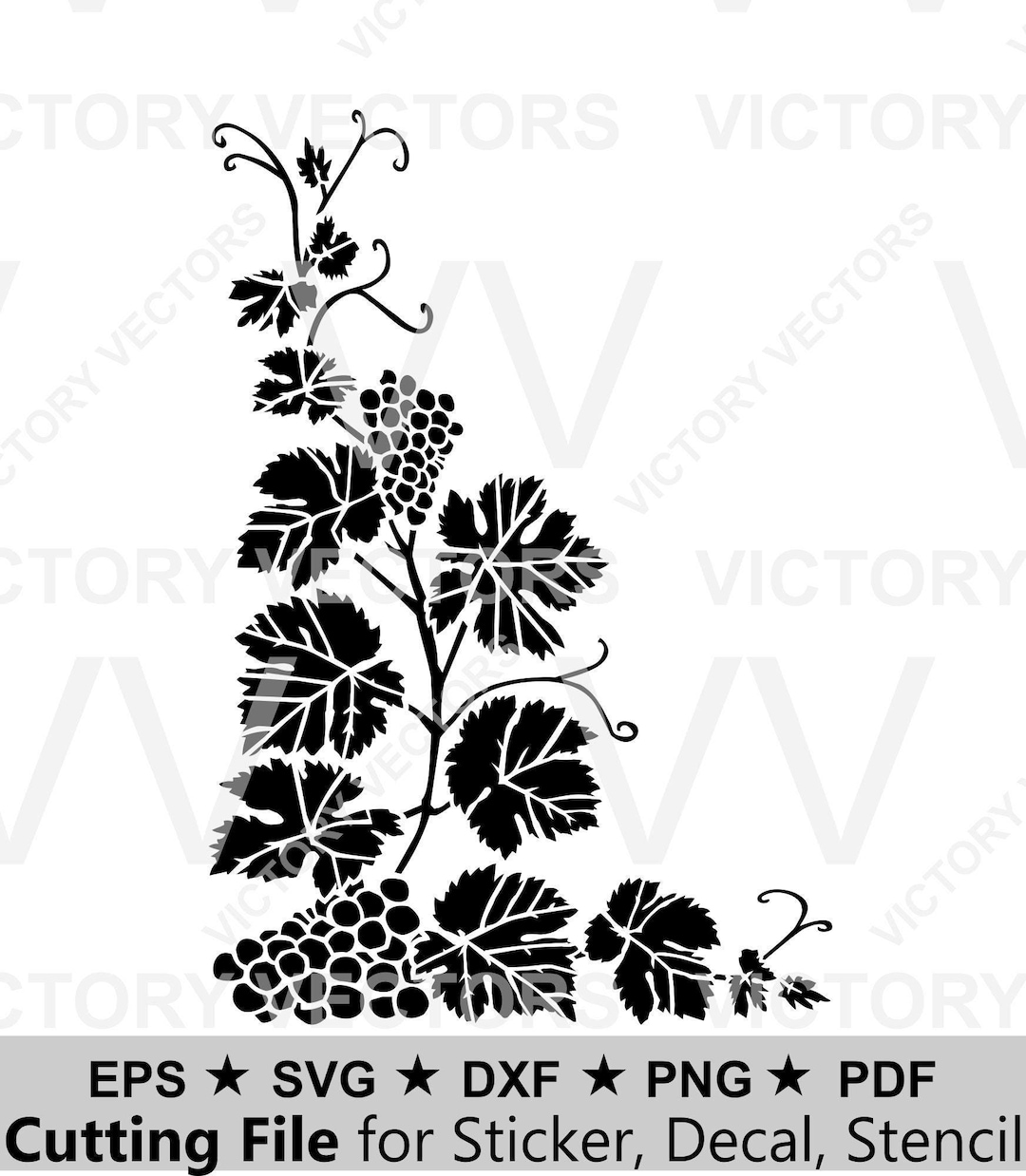 Grapevine Corner Grapes Vector Line Cutting File for Vinyl, Laser ...