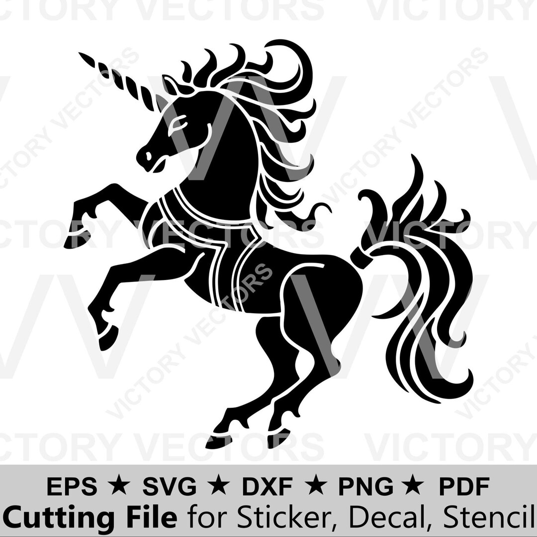 Unicorn Heraldic Medieval Vector File for Cut, Print, Vinyl, Laser ...